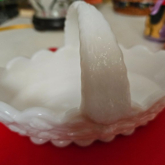 Accents | Authentic Handmade Milk Glass Basket With Handle | Poshmark